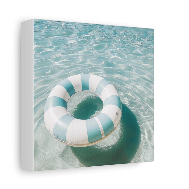 Blue White Striped Inner Tube Photo Print, Summer Pool Float, Beach ...