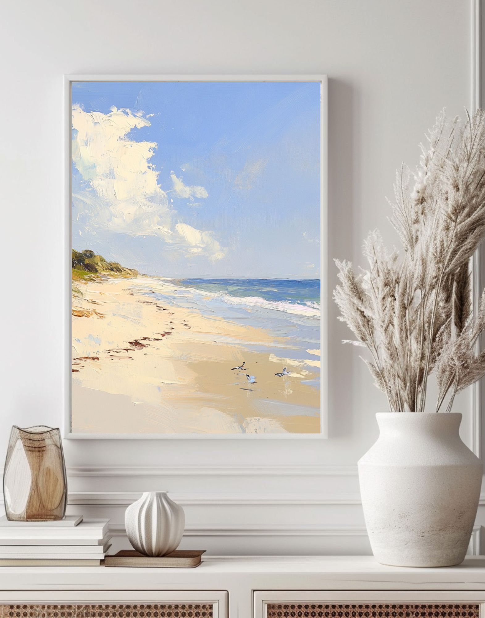 Neutral Beach Scene Print, PRINTABLE, DOWNLOAD, Coastal Decor, Digital ...