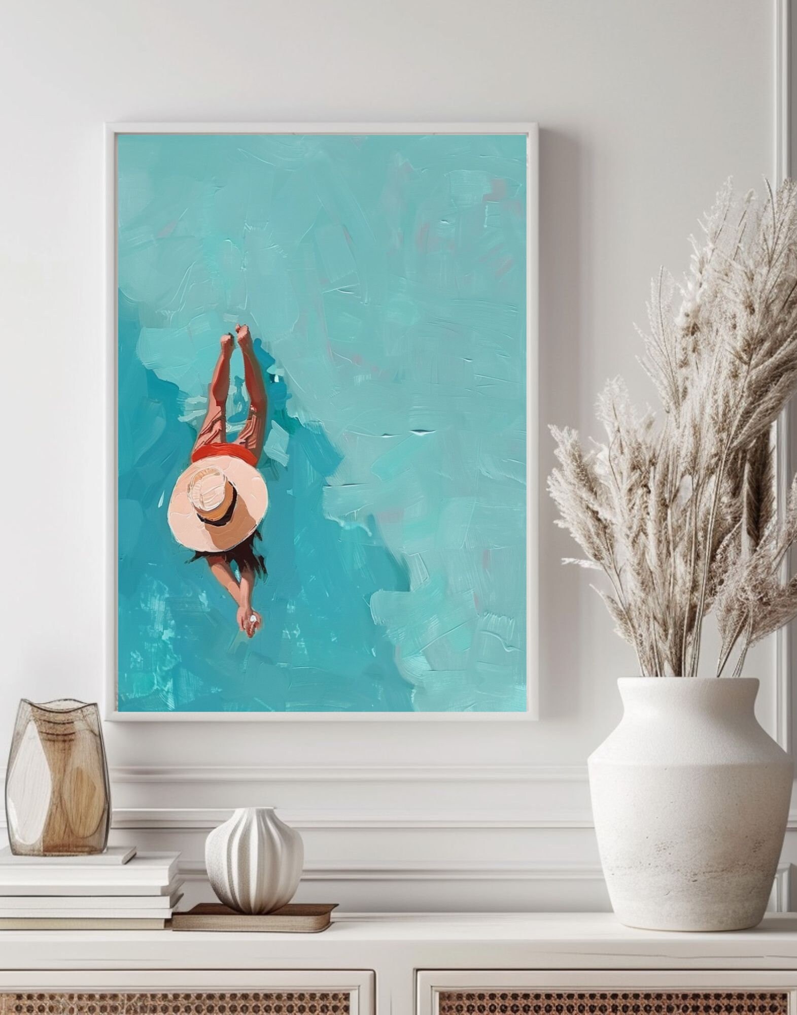 Woman Floating in Pool Print, Swimming Wall Art, PRINTABLE, DOWNLOAD ...