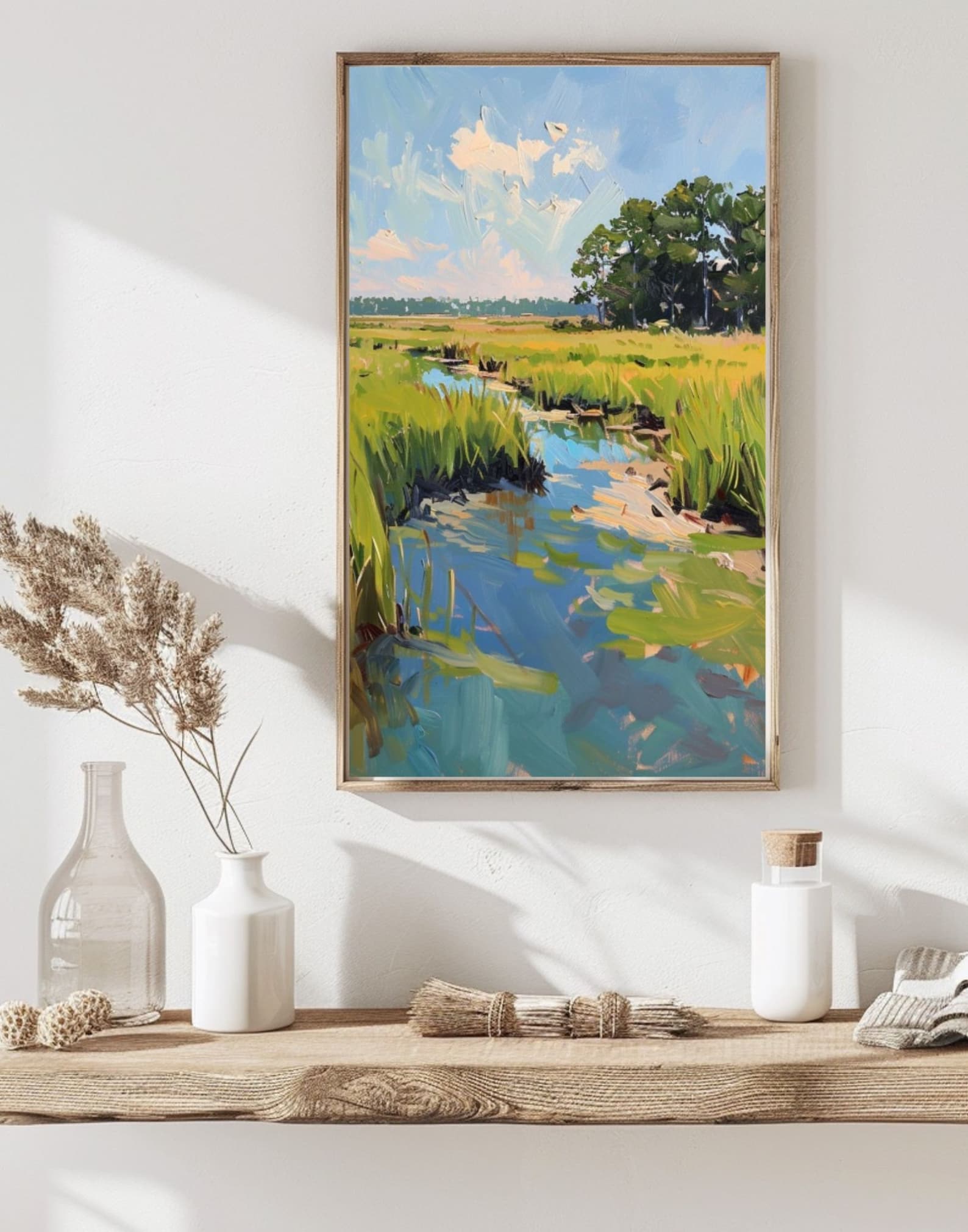 Salt Marsh Landscape Art Print: Coastal Painting (digital Download) - Etsy