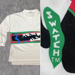 Original Vintage 80s SWATCH WATCH Rugby Polo Shirt LARGE 1980s 3's a ...