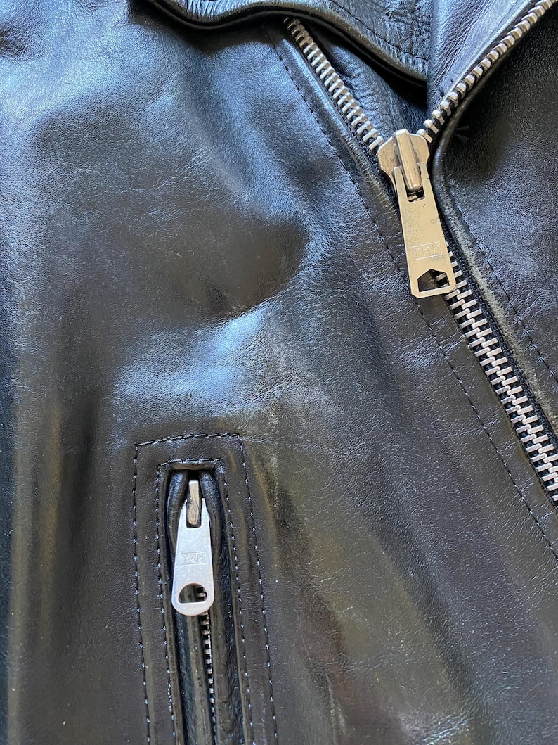 Original 70s 80s Black Leather Biker Jacket With Airbrushed Skull 42 ...