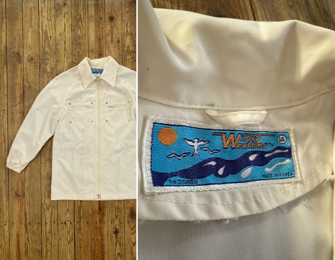 Vintage 70s White Rivet Beach Jacket Women's Size 14 / MEDIUM ...