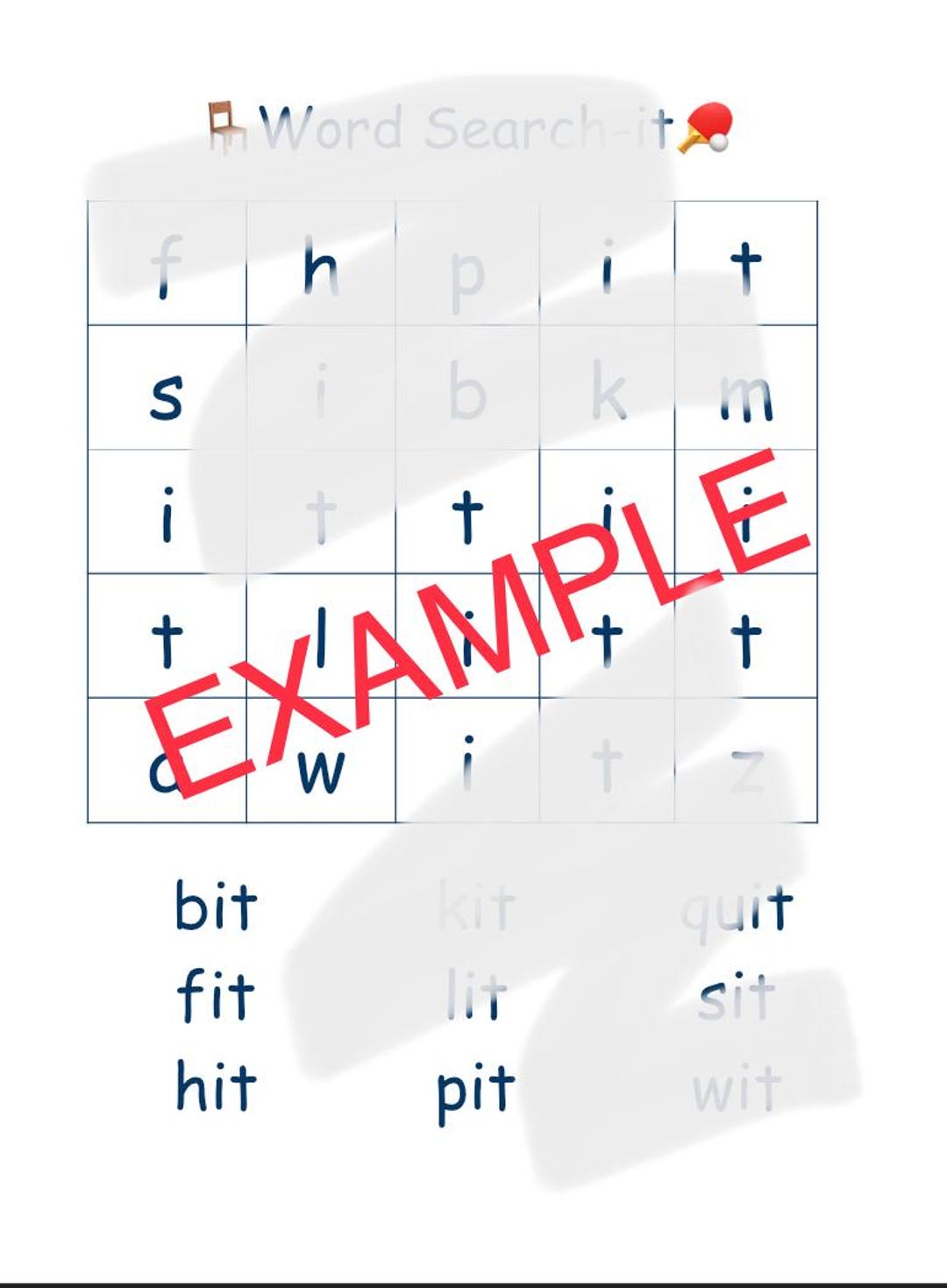 Kindergarten Word Search! Words Ending in “it” - Etsy