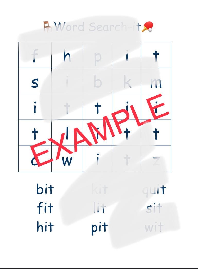 Kindergarten Word Search Words Ending in it - Etsy