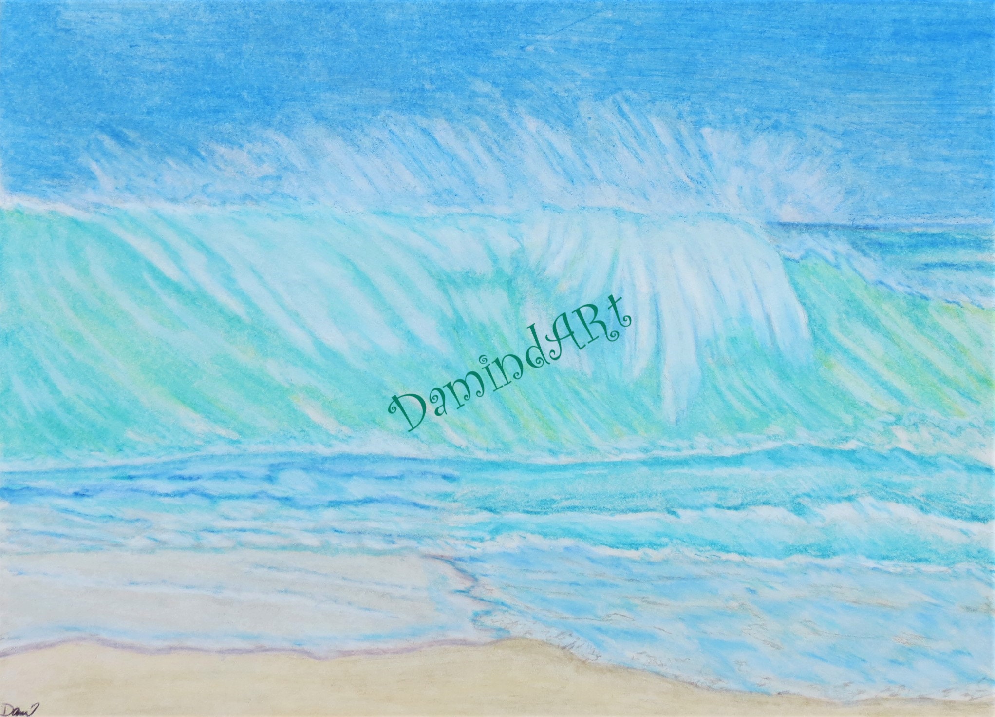 Ocean Waves Pencil Drawing