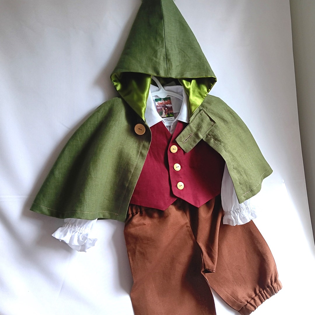 Baby Hobbit Costume, Woodland Elf Outfit, Medieval Cape - Size 1-2 ...