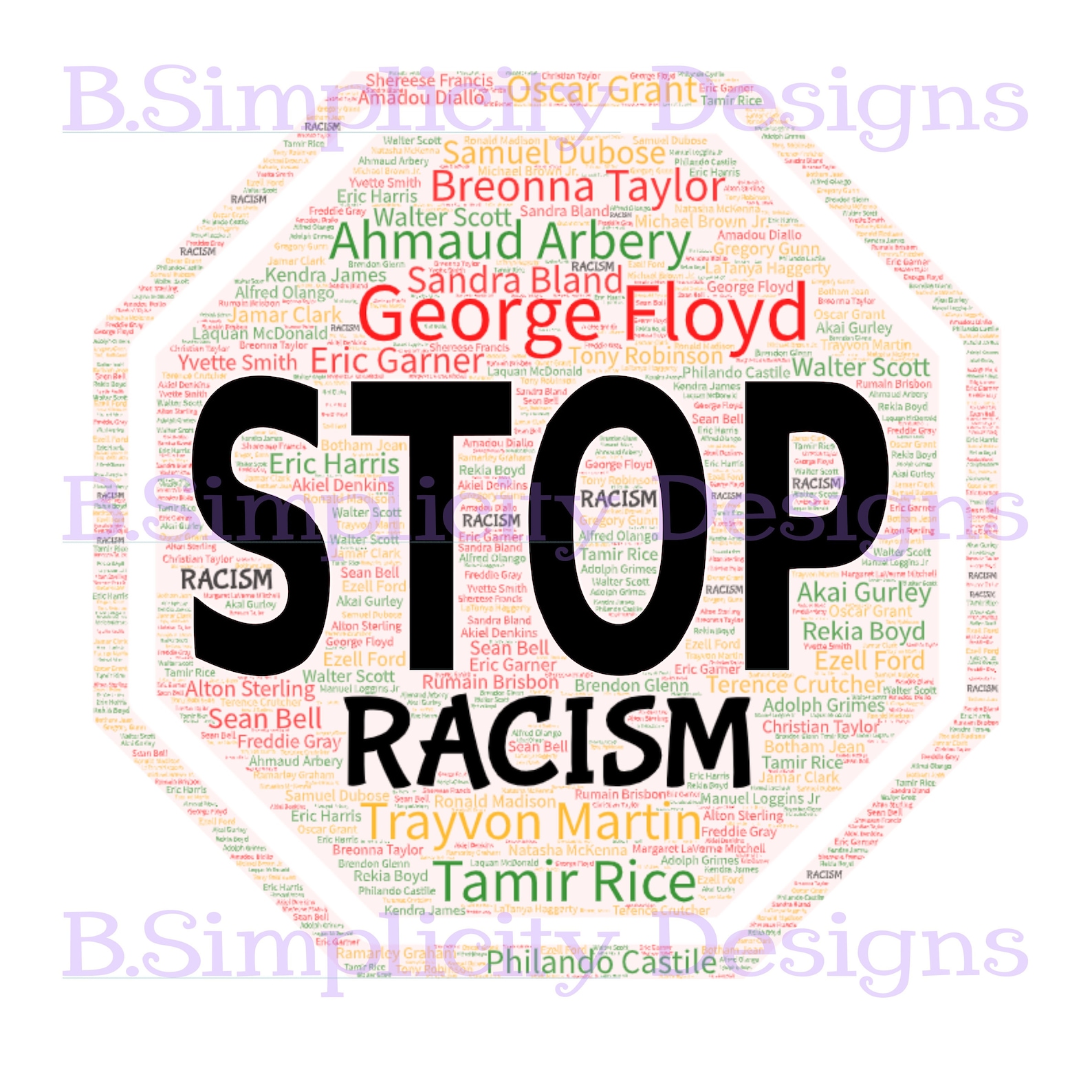 Stop Racism Word Art-png -JPEG-PDF. Great for T-shirts. Great for ...