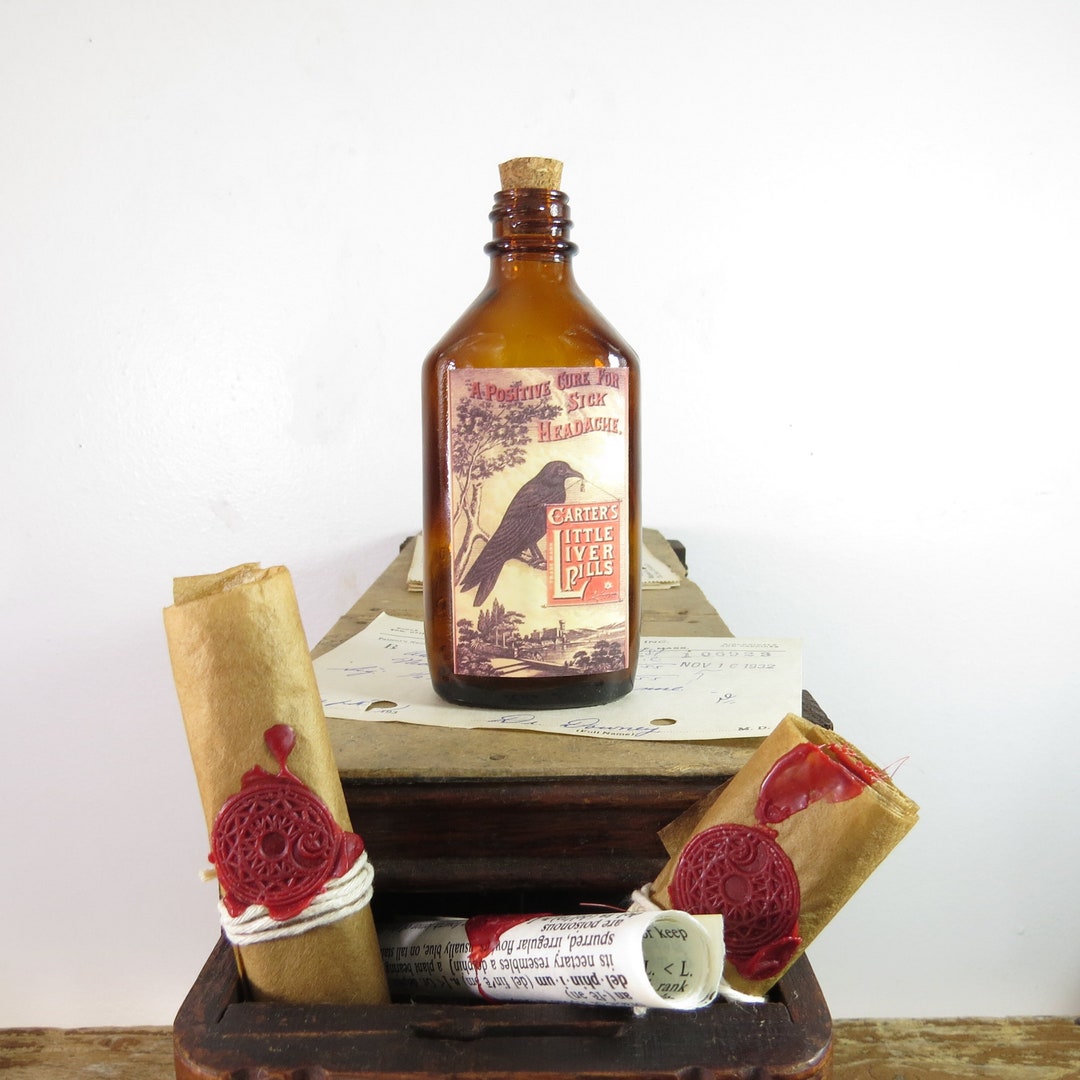 Apothecary Bottle Quack Medicine Carter's Little Liver Pills Vintage Bottle & REPRODUCTION ...