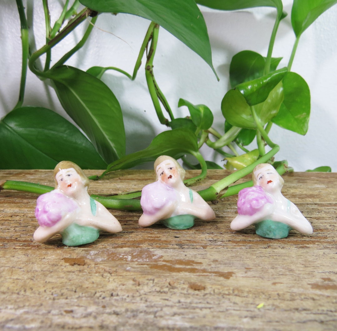 Antique 1/2 Doll Perfume Bottle Toppers Regency With Pink Corsage ...