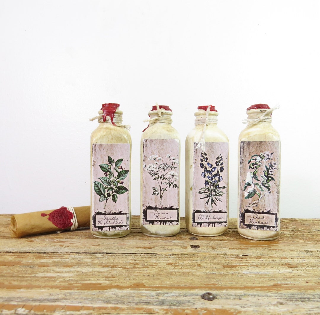 Witchy Apothecary Botanical Bottles Poison Plant Potions Black Henbane ...