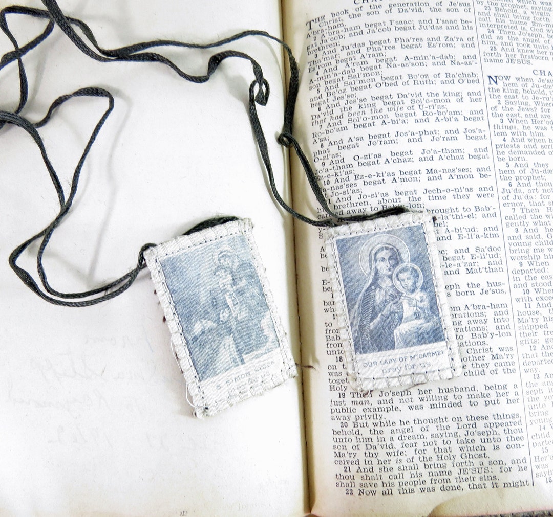 Antique Catholic Scapular Cloth St Simon Stock Our Lady of Mt Carmel - Etsy