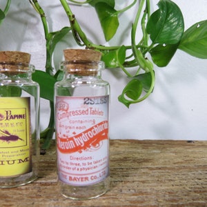 3 Apothecary Bottles Small 3 Glass Bottles Laudanum, Opium, Heroin ...