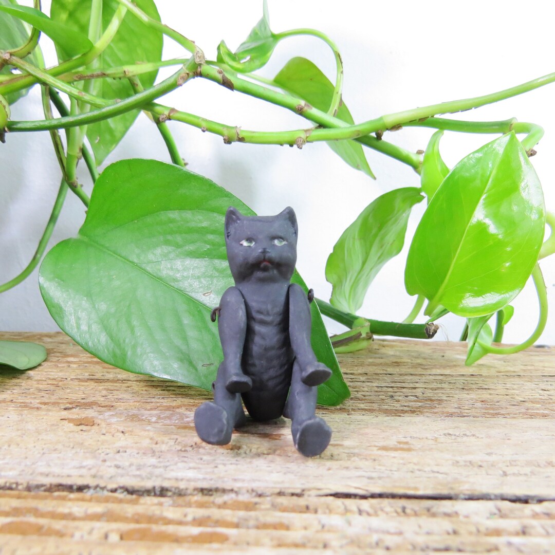 Hertwig Black Cat Early 1900's German Figurine RARE 2.75 Jointed Limbs ...