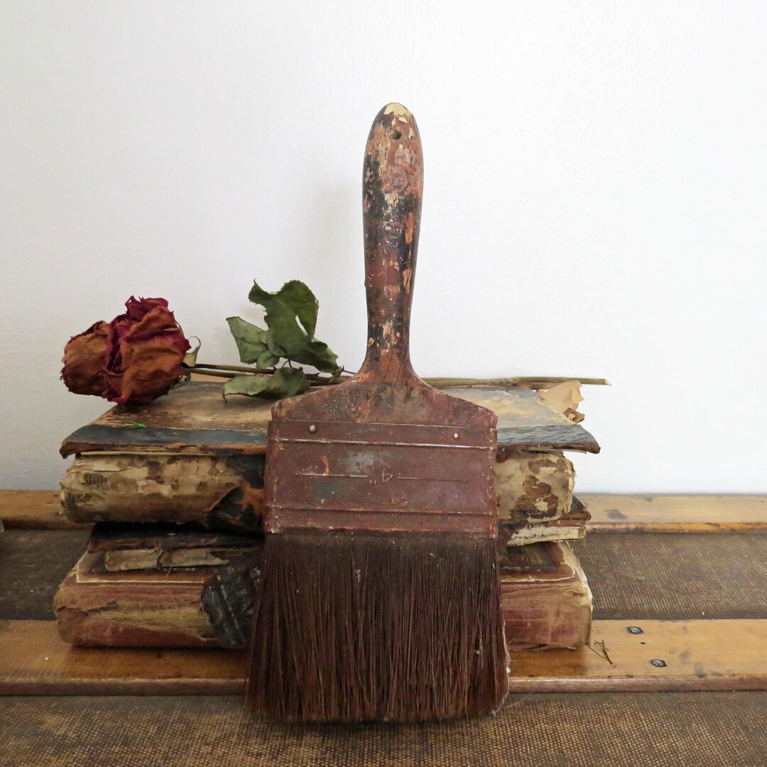 Rustic Paint Brush Vintage Wood Handle - Etsy