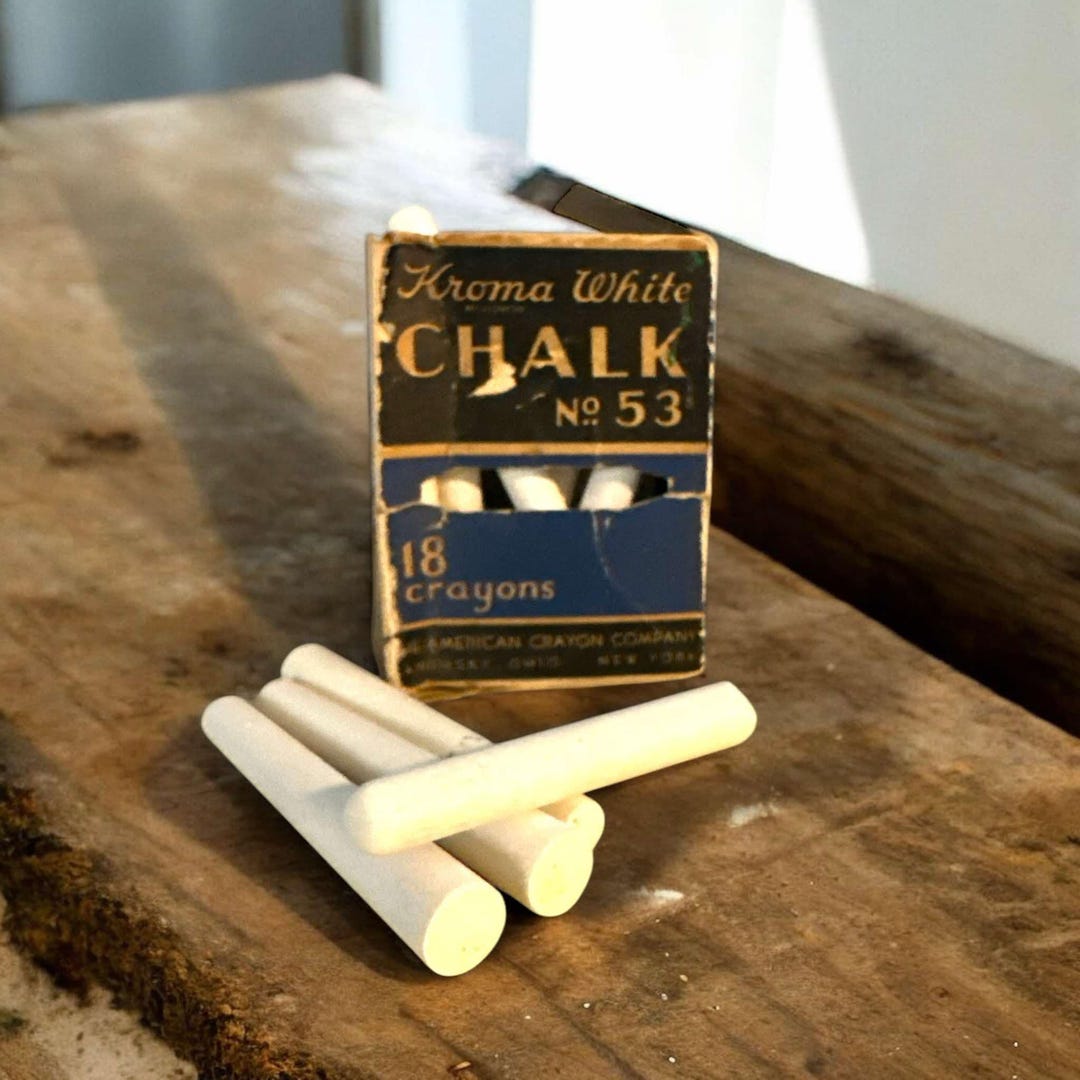 Kroma White Chalk No. 53 Old Chalk Box With 13 Pieces of Used Chalk - Etsy