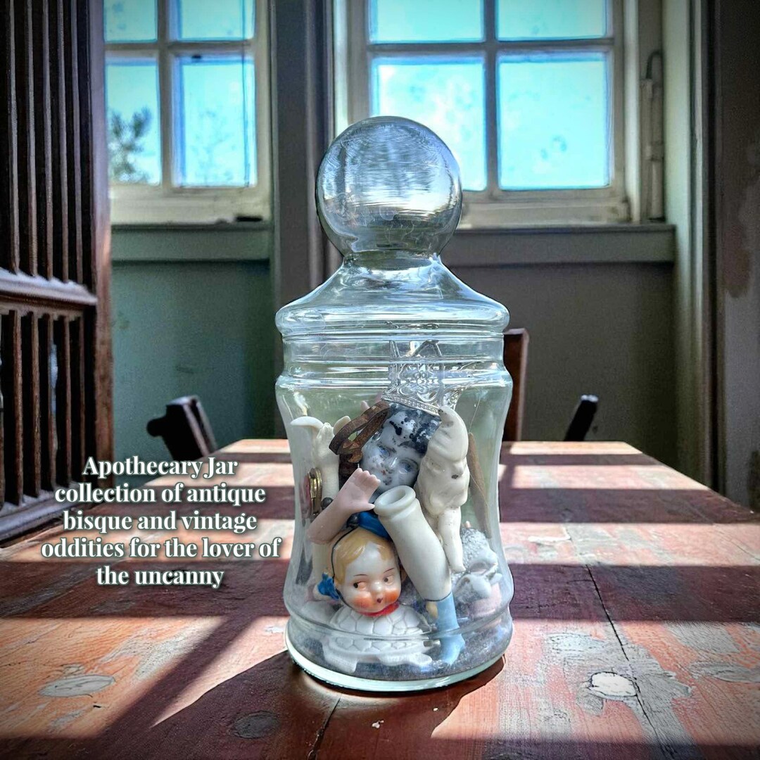 Gothic Curiosity Jar Broken Porcelain Dolls and Relics in 8” Apothecary ...