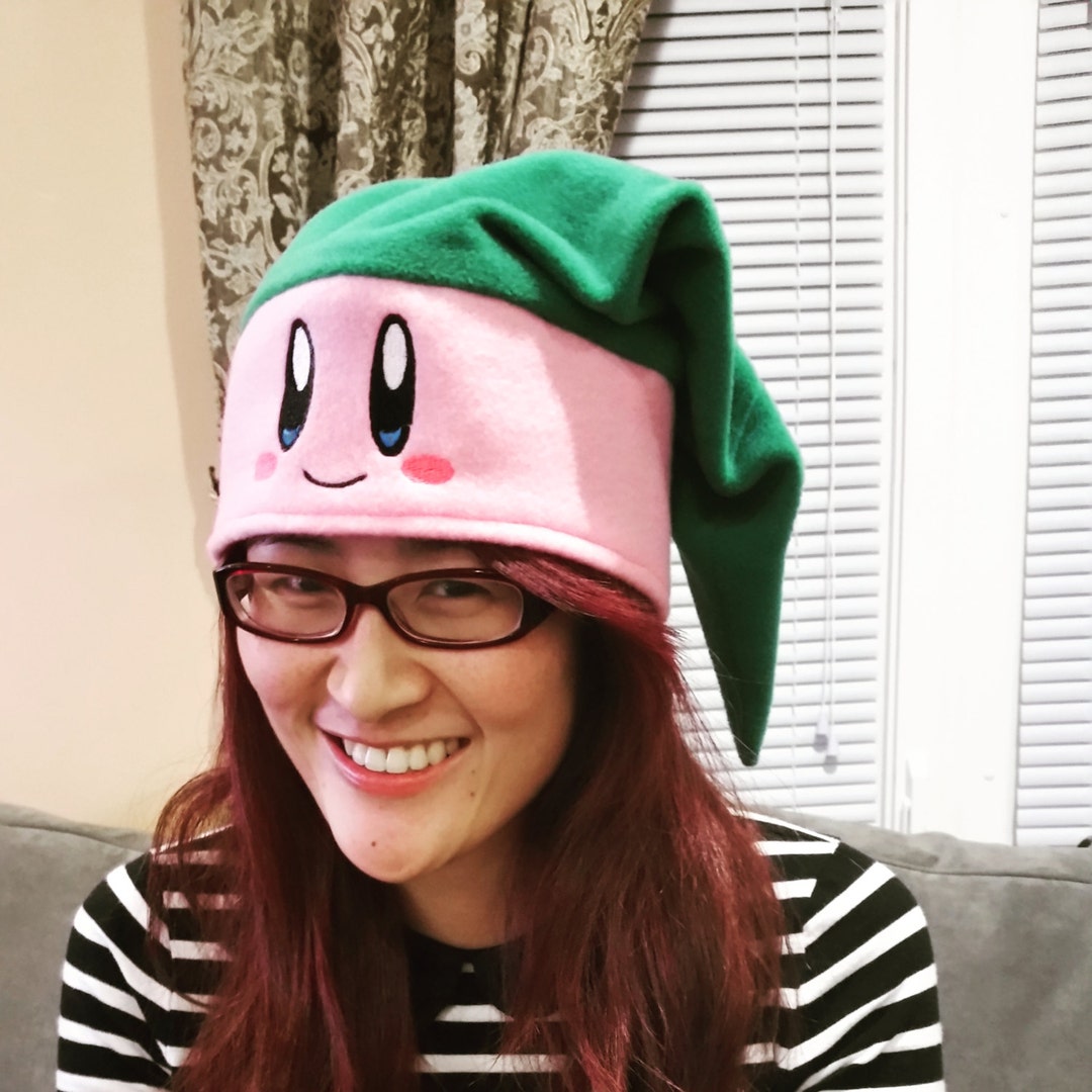 Fleece Pink Kirby Link Hat - Etsy
