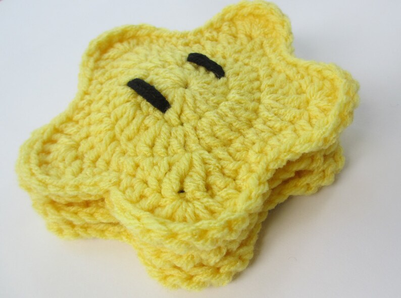 Crocheted Super Mario Star Coasters - Etsy