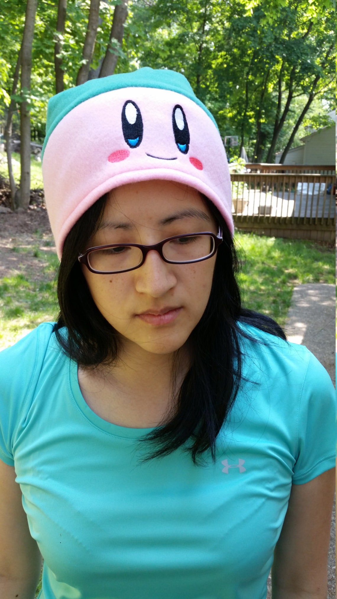 Fleece Pink Kirby Link Hat - Etsy
