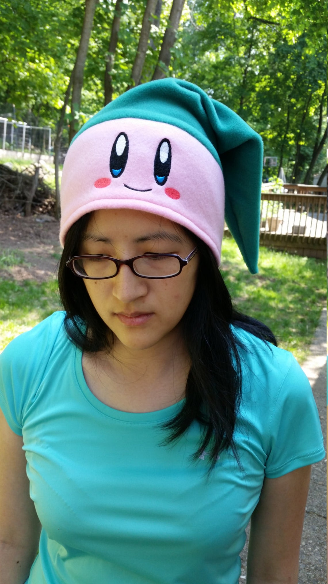 Fleece Pink Kirby Link Hat - Etsy