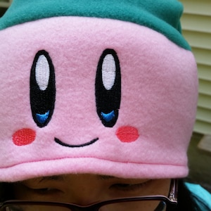 Fleece Pink Kirby Link Hat - Etsy