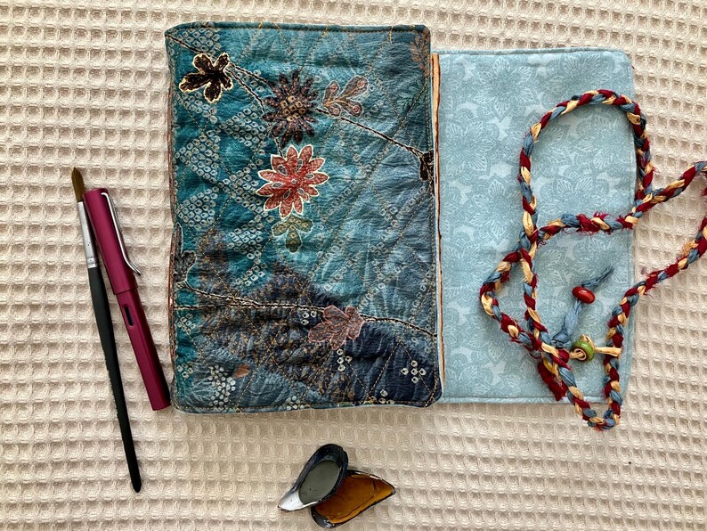 Quilted Handmade Journal Sketchbook Silk Fabric Cover With Paper ...