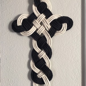 Rope Cross Tying the Knot - Celtic Cross - White and Black Cotton ...