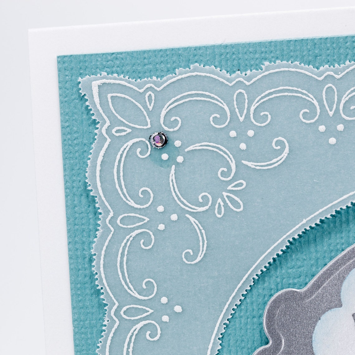 Lace Embossed Blue Mothers Day Card Handmade Paper Card - Etsy