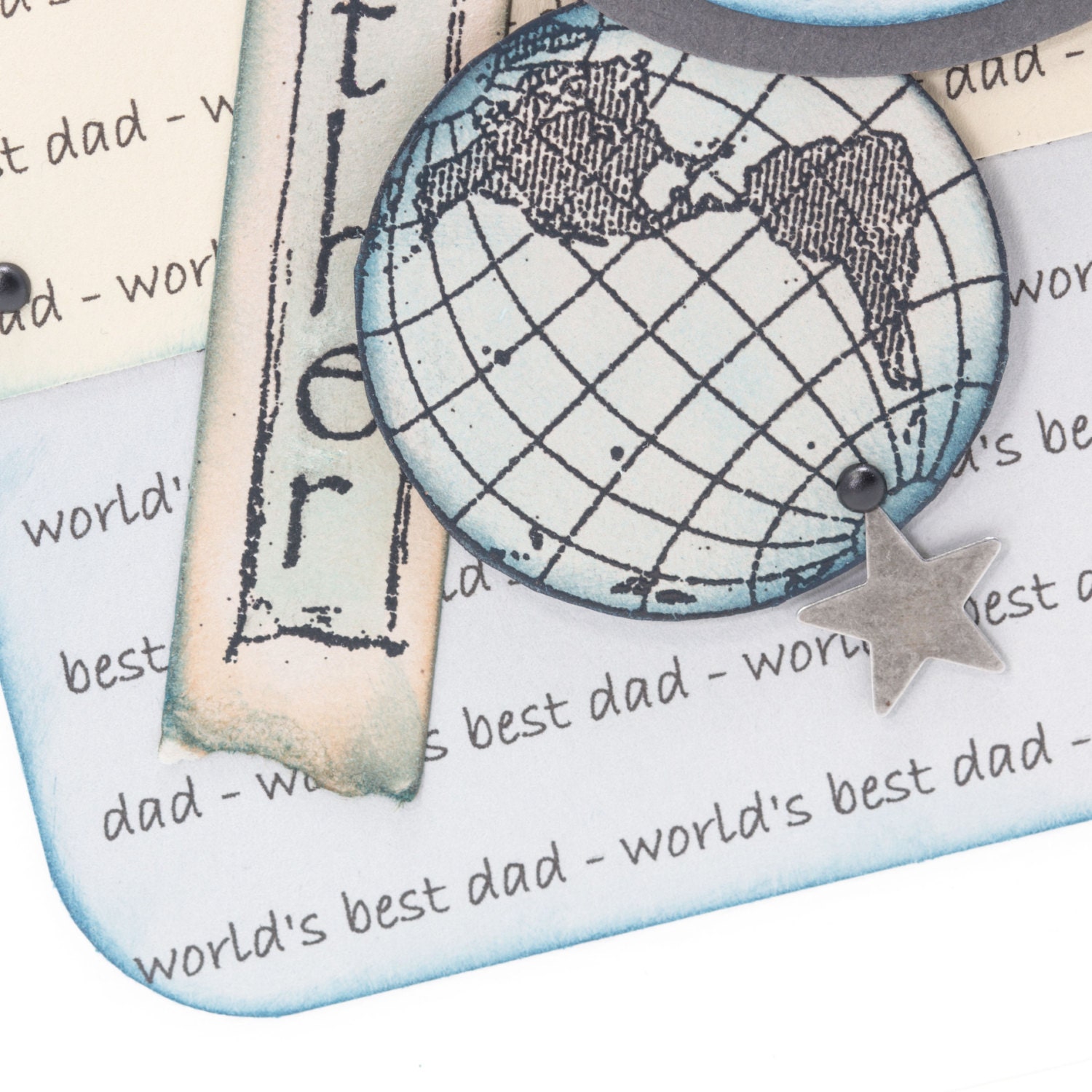 Father's Day Card, Paper Handmade Card, Worlds Best Dad, Number One ...