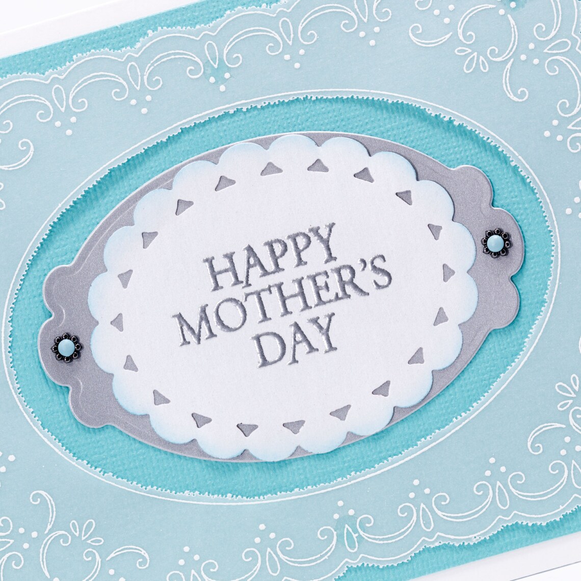 Lace Embossed Blue Mothers Day Card, Handmade Paper Card, Mothers Day ...