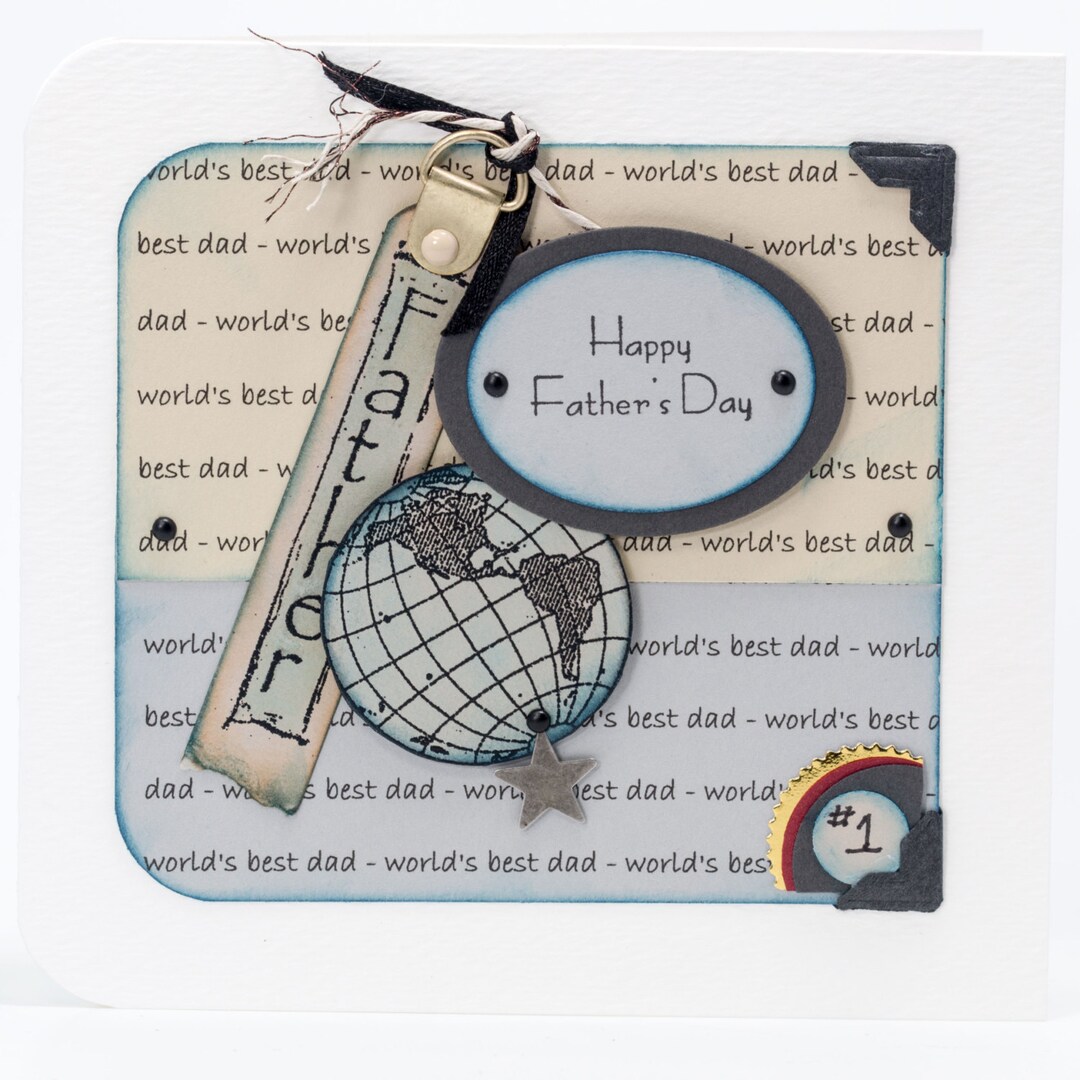 Father's Day Card, Paper Handmade Card, Worlds Best Dad, Number One ...