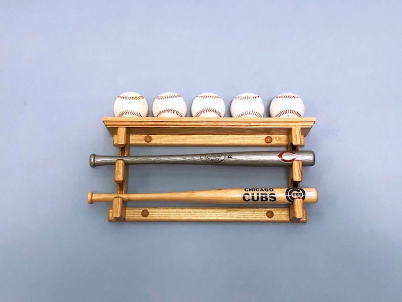 2 Bat Horizontal Mini Bat Rack With Baseball Shelf - Etsy