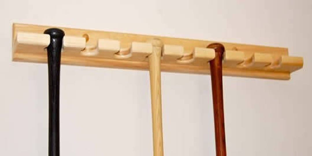 8 Bat Vertical Wall Mount Baseball Bat Rack Display for Full Size Bats ...