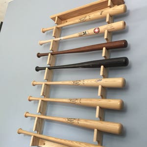 Horizontal Display Rack for 8 Full Sized Baseball Bats With Trophy or ...