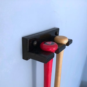 2 Bat Vertical Wall Mount Baseball Bat Rack Display for Full Size Bats ...