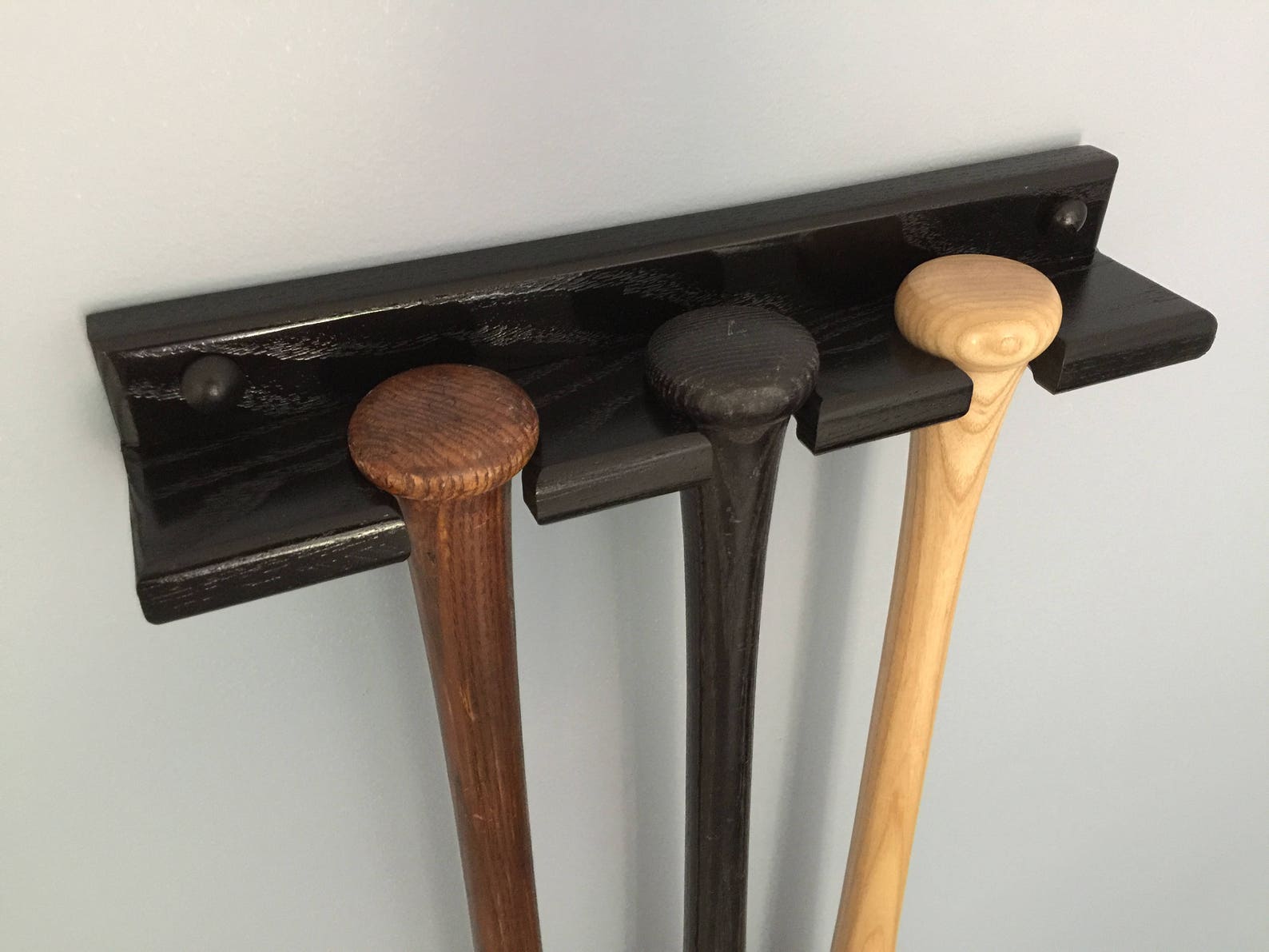 3 Bat Vertical Wall Mount Baseball Bat Rack Display for Full | Etsy
