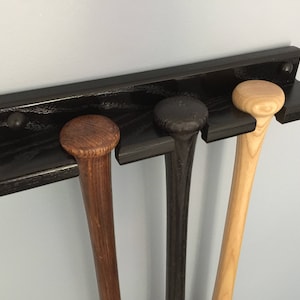 3 Bat Vertical Wall Mount Baseball Bat Rack Display for Full Size Bats ...