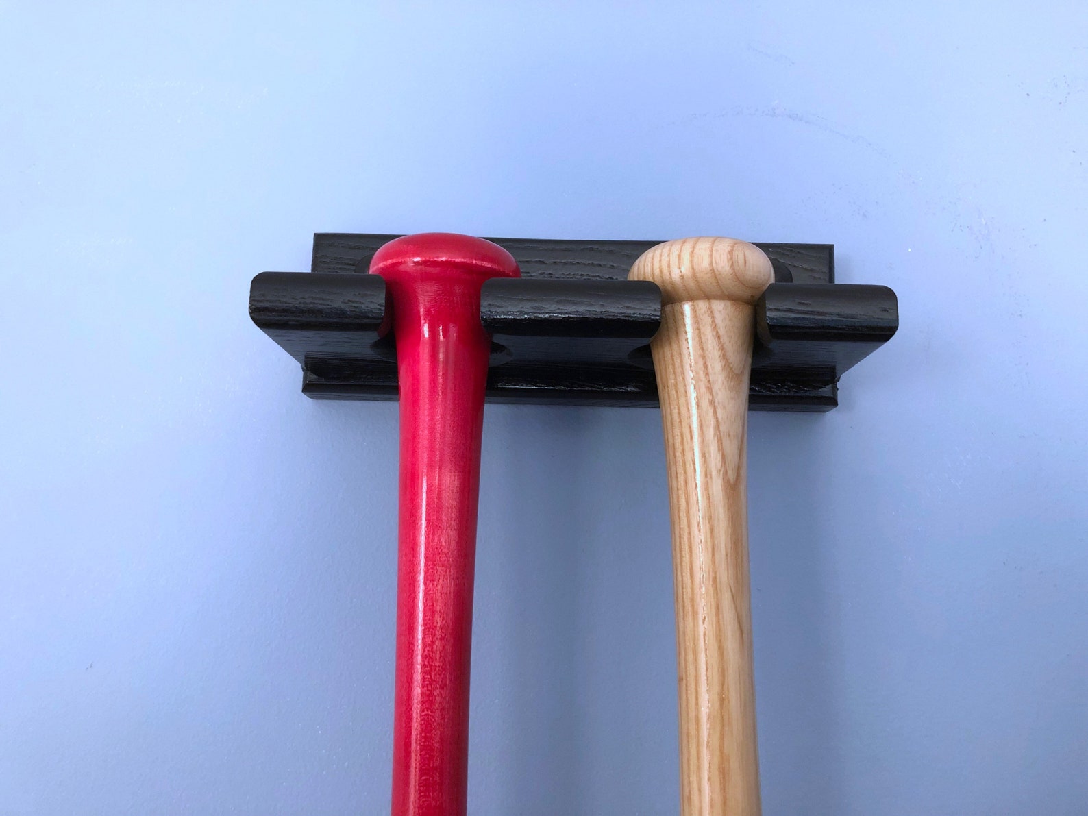 2 Bat Vertical Wall Mount Baseball Bat Rack Display for Full | Etsy