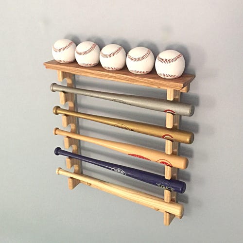 Made in the USA Horizontal Mini Bat Rack With Baseball Shelf | Etsy