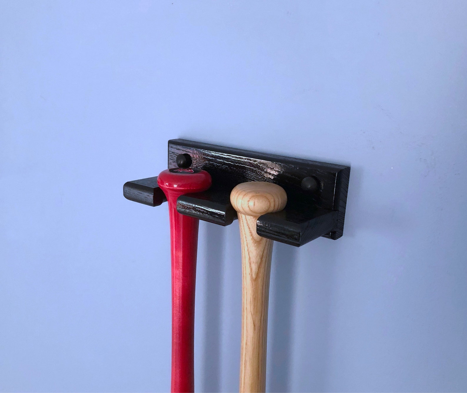 2 Bat Vertical Wall Mount Baseball Bat Rack Display for Full | Etsy