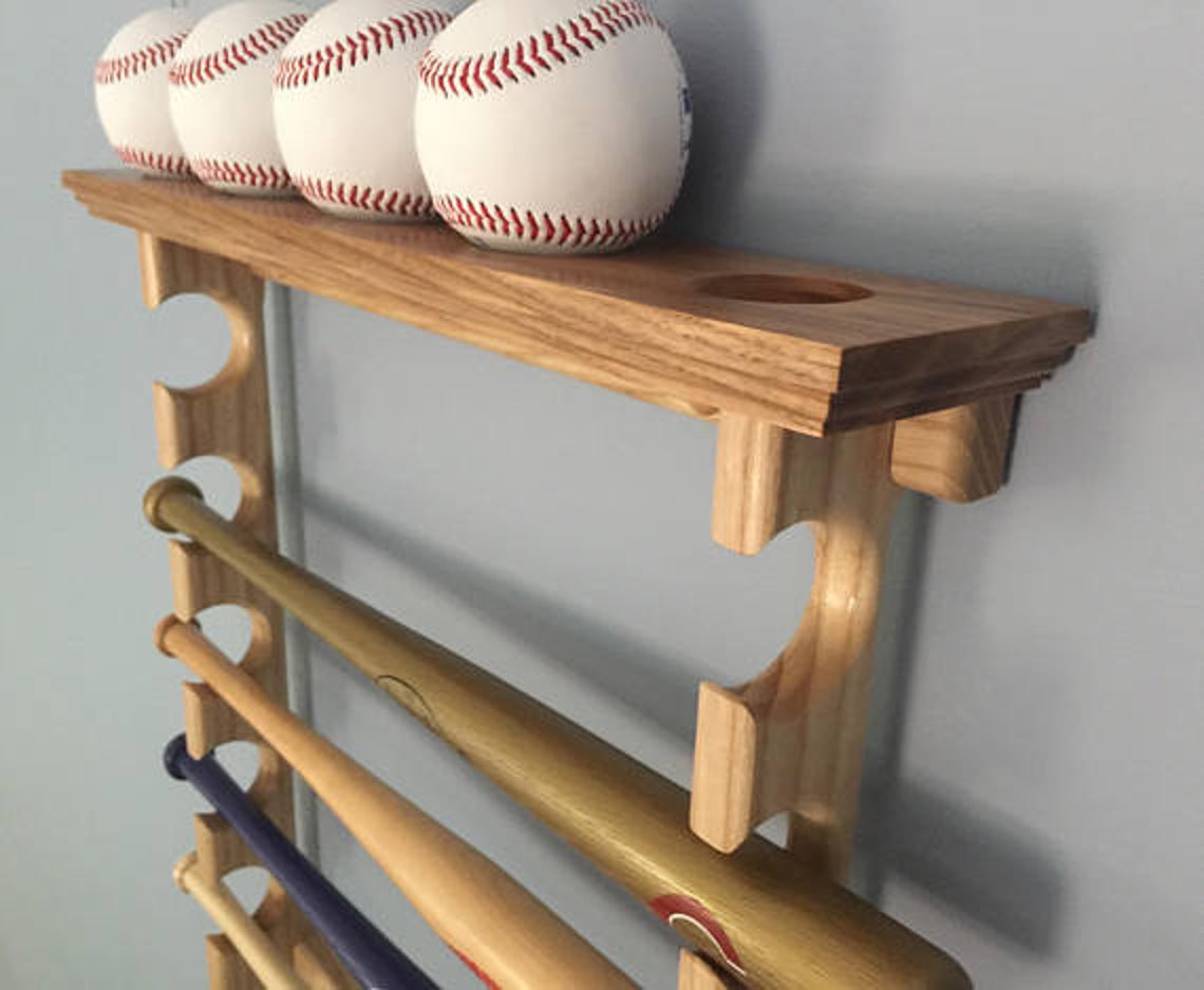 15 Mini Bat Horizontal Display Rack With Baseball Shelf | Etsy