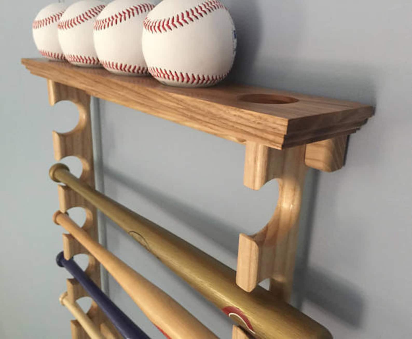 15 Mini Bat Horizontal Display Rack With Baseball Shelf | Etsy