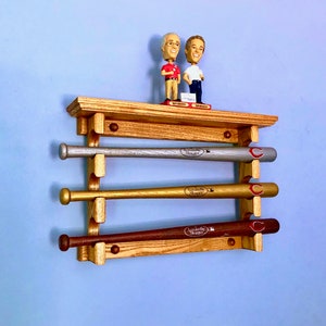 3 Bat Horizontal Mini Bat Rack With Bobble Head Shelf - Etsy