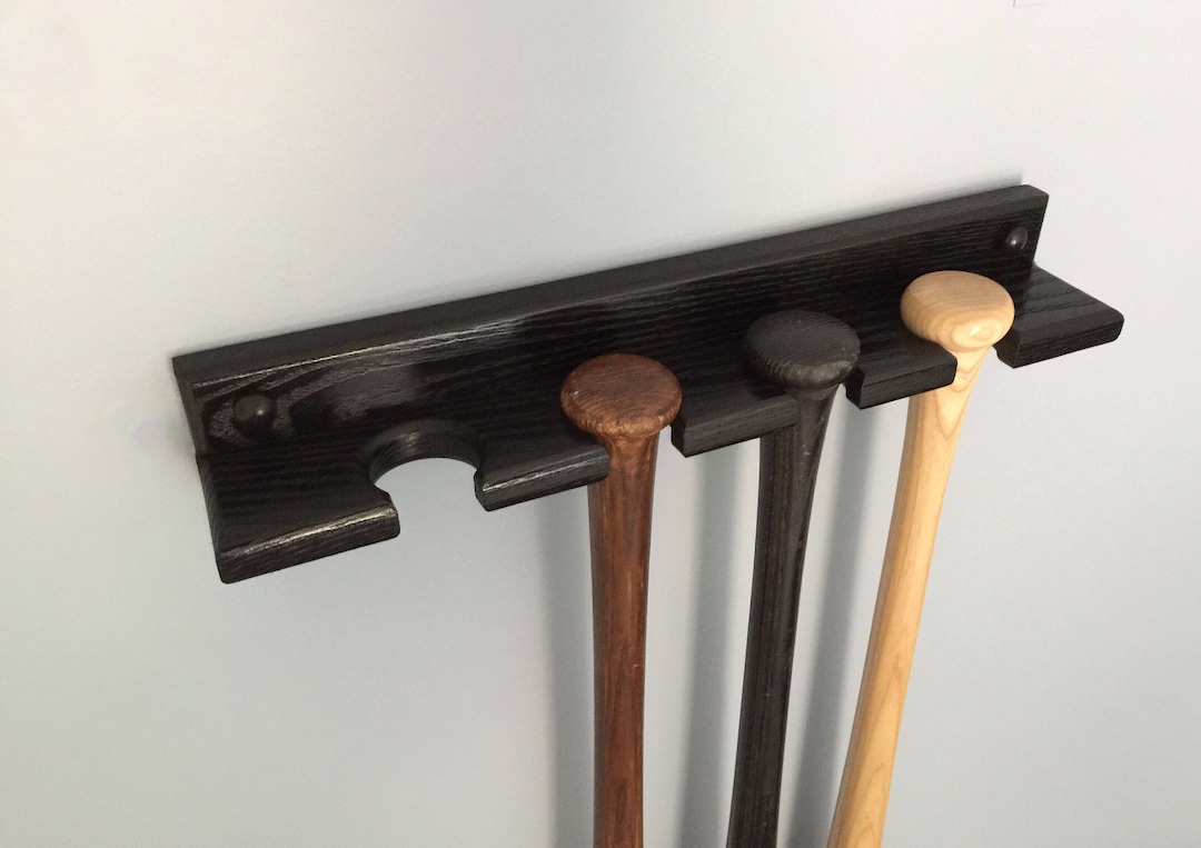 4 Bat Vertical Wall Mount Baseball Bat Rack Display for Full Size Bats ...