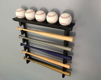 Made in the USA Horizontal Mini Bat Rack With Baseball Shelf | Etsy