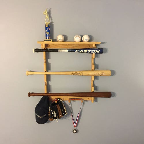 Horizontal Single Baseball Bat Rack With Trophy or Ball Shelf - Etsy