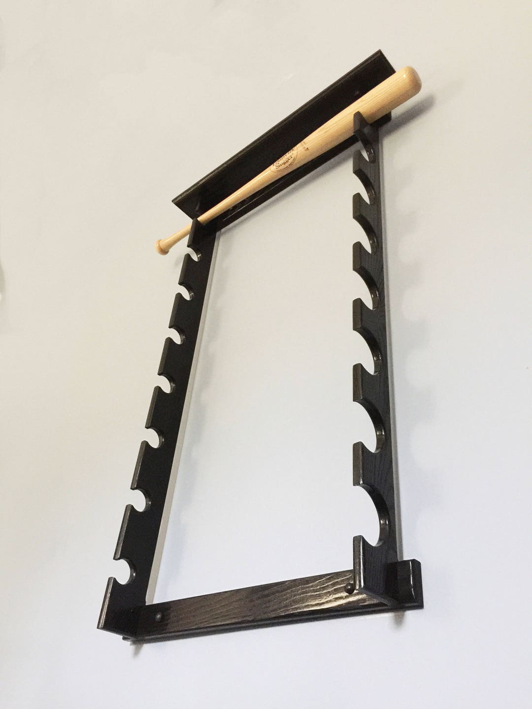 Baseball Bat Rack for 8 Full Sized Baseball Bats With Trophy or Ball ...