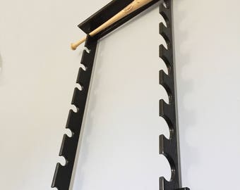 Horizontal 2 Baseball Bat Rack With Trophy or Ball Shelf for | Etsy