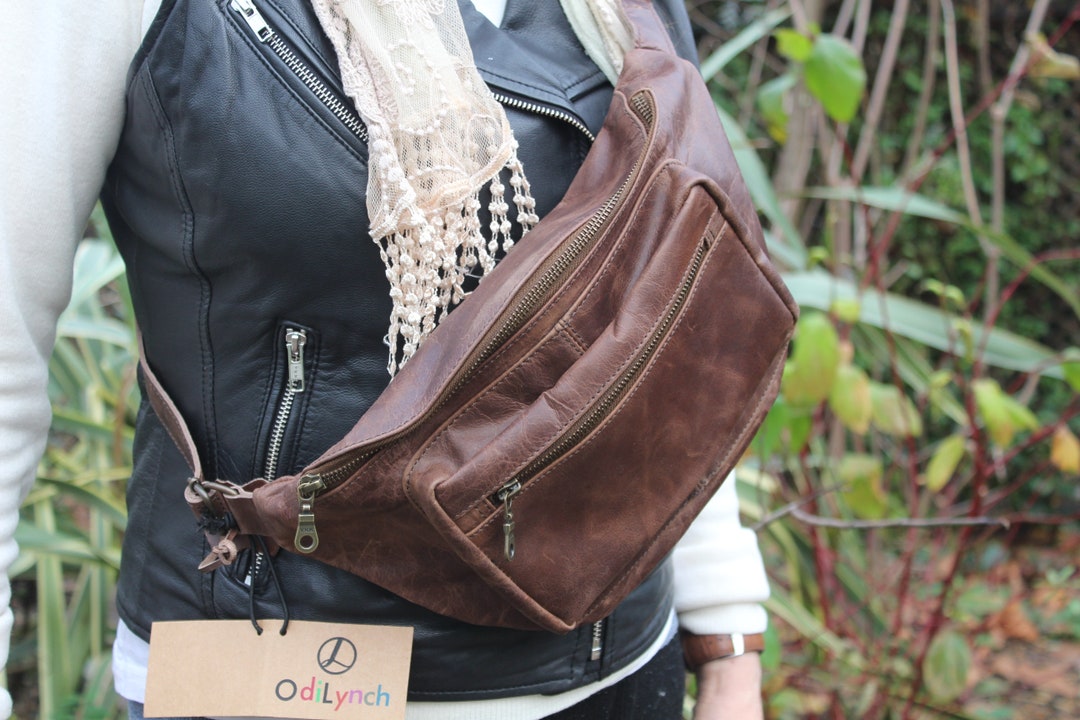 Large Brown Fanny Pack, Belfast, Fanny Bag Leather, Dark Brown Chest ...